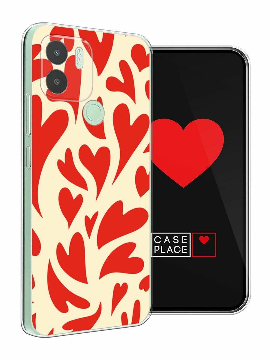 Чехол на Xiaomi Redmi A1+/Redmi A2+/Poco C51/C50 / Редми A1+ с принтом "Crazy hearts 1 - 14 февраля" — фото 1