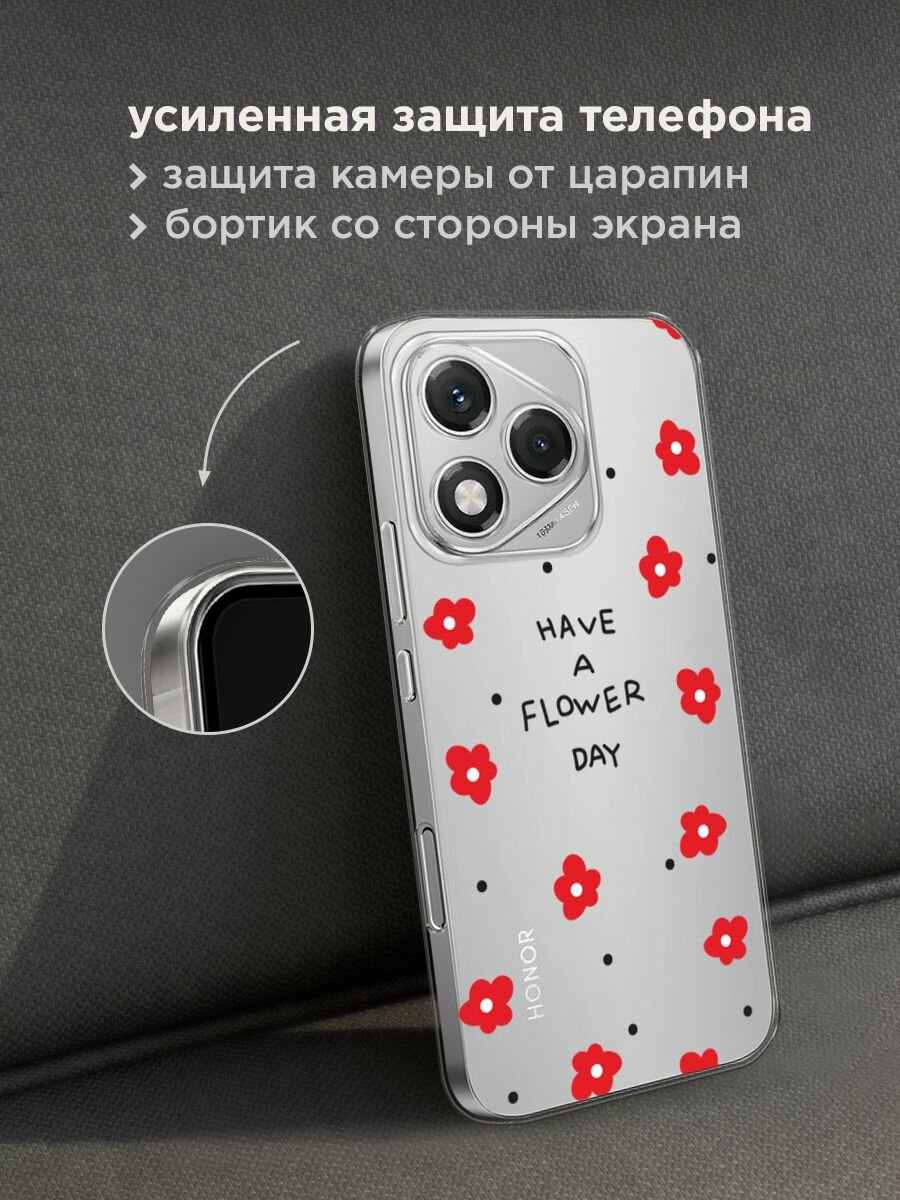 Чехол на Honor 400 Lite / Хонор 400 Лайт с принтом "Have a flower day 2", прозрачный — фото 1