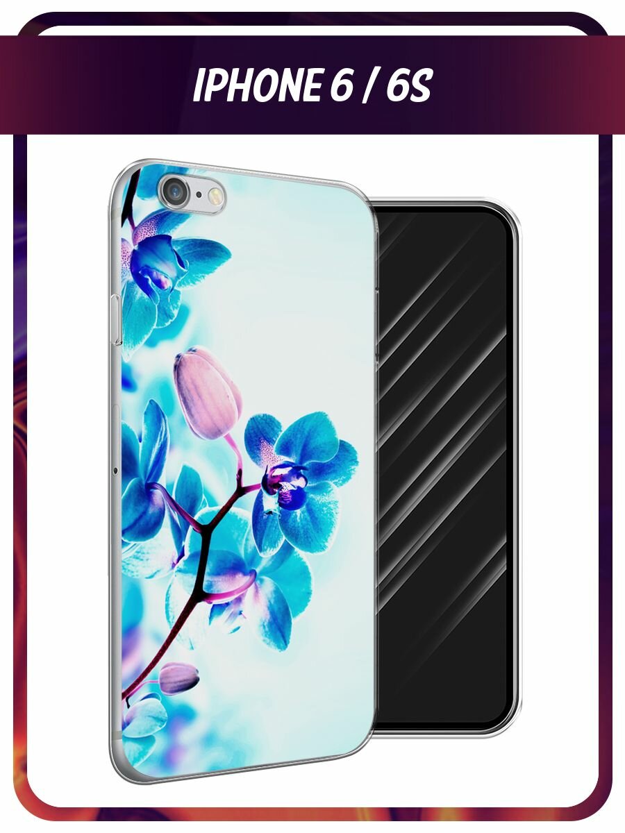 Чехол на Apple iPhone 6 / Айфон 6 с принтом "Голубая орхидея"
