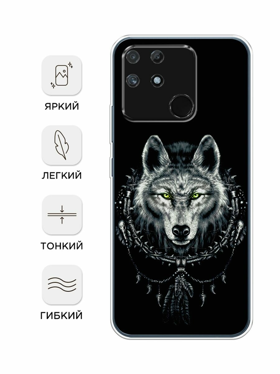 Чехол на Realme Narzo 50A / Реалми Нарзо 50A с принтом "Волк оберег" — фото 1
