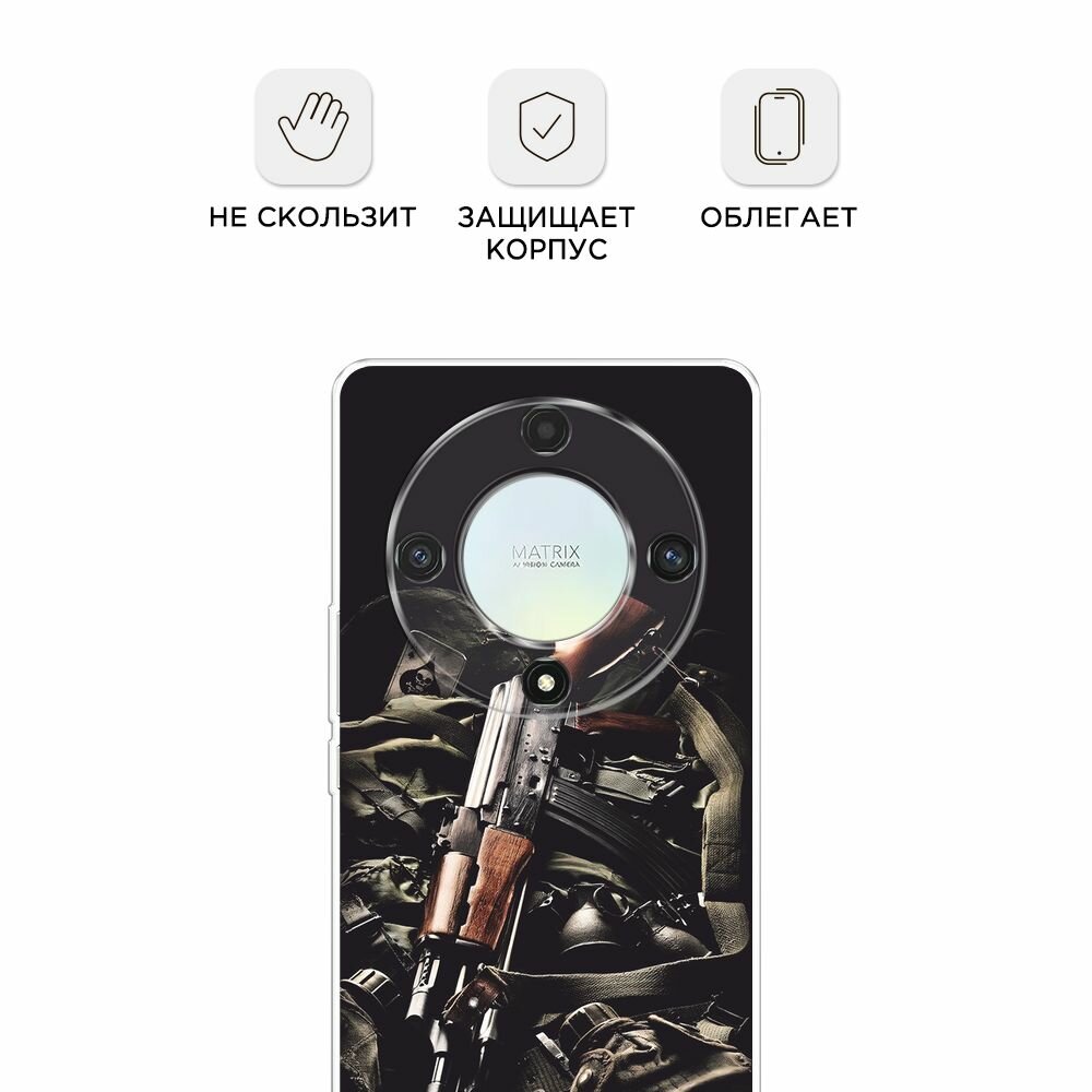 Силиконовый чехол на Honor X9A / Хонор X9A с принтом "Автомат" — фото 1
