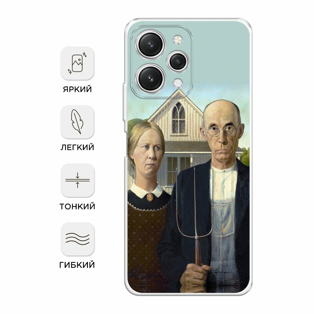 Чехол на Xiaomi Redmi 12 / Сяоми Редми 12 с принтом Американская готика — фото 1