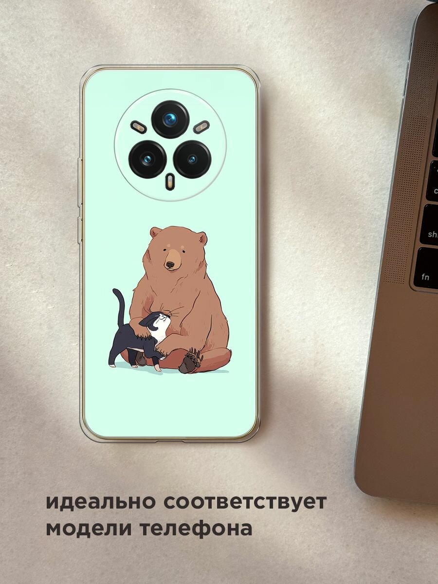 Чехол на Realme 14 Pro+ / Реалми 14 Про+ с принтом "Медведь и кошка дружба" — фото 1