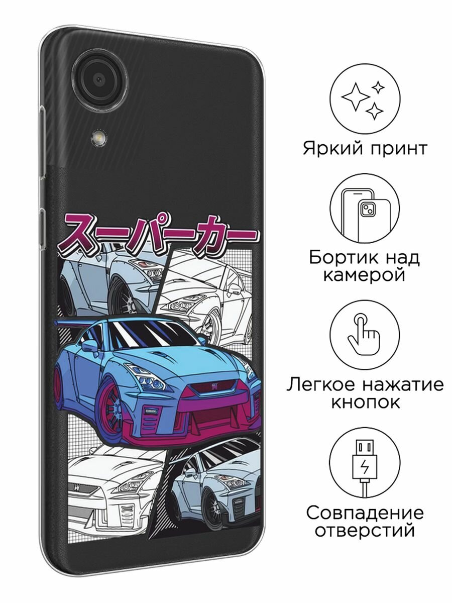 Чехол на Samsung Galaxy A03 Core / Самсунг Галакси А03 Core с принтом "JDM коллаж", прозрачный — фото 1