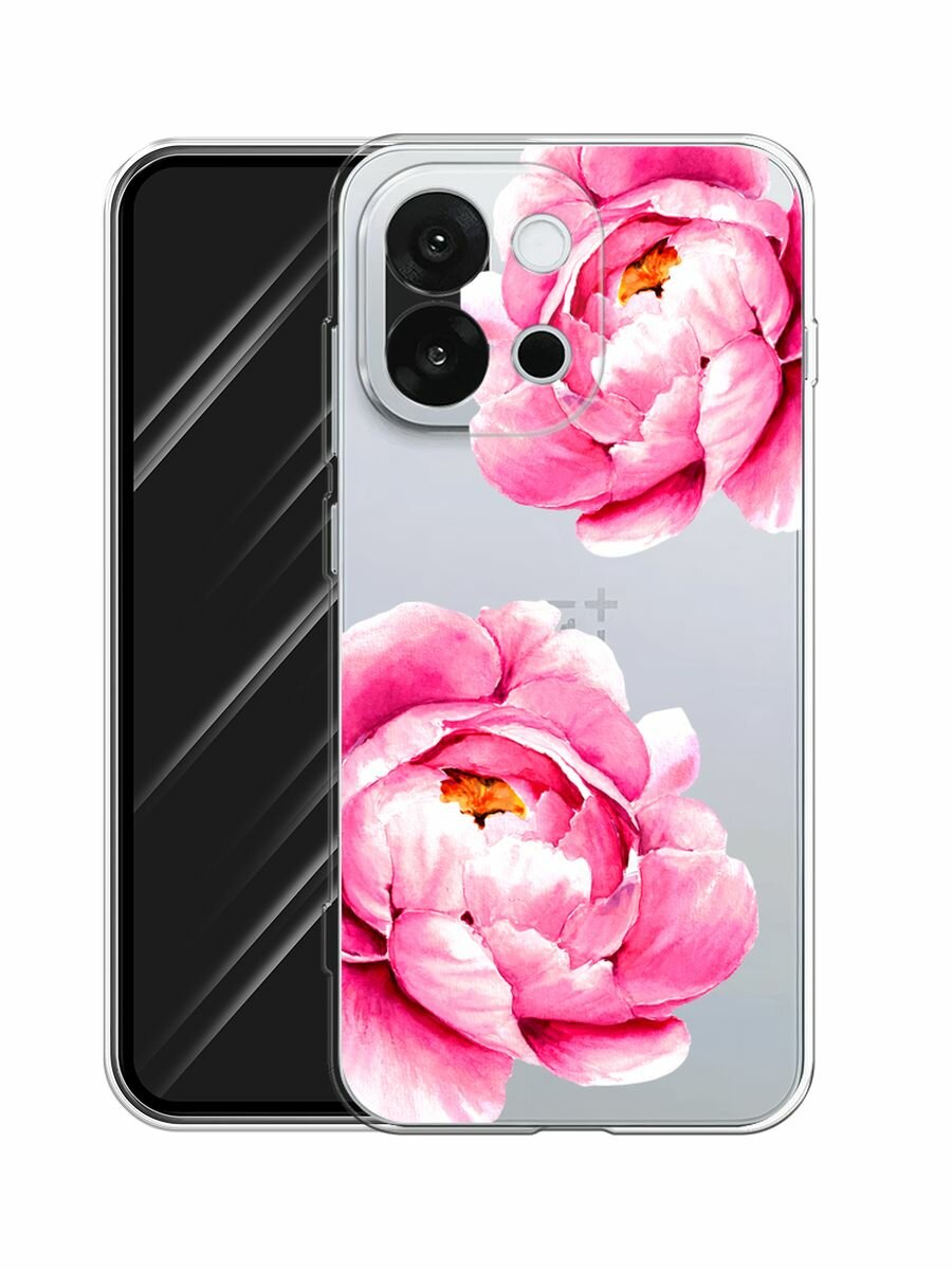 Чехол на OnePlus 13T / Ван Плас 13Т с принтом "Open peonies", прозрачный — фото 1