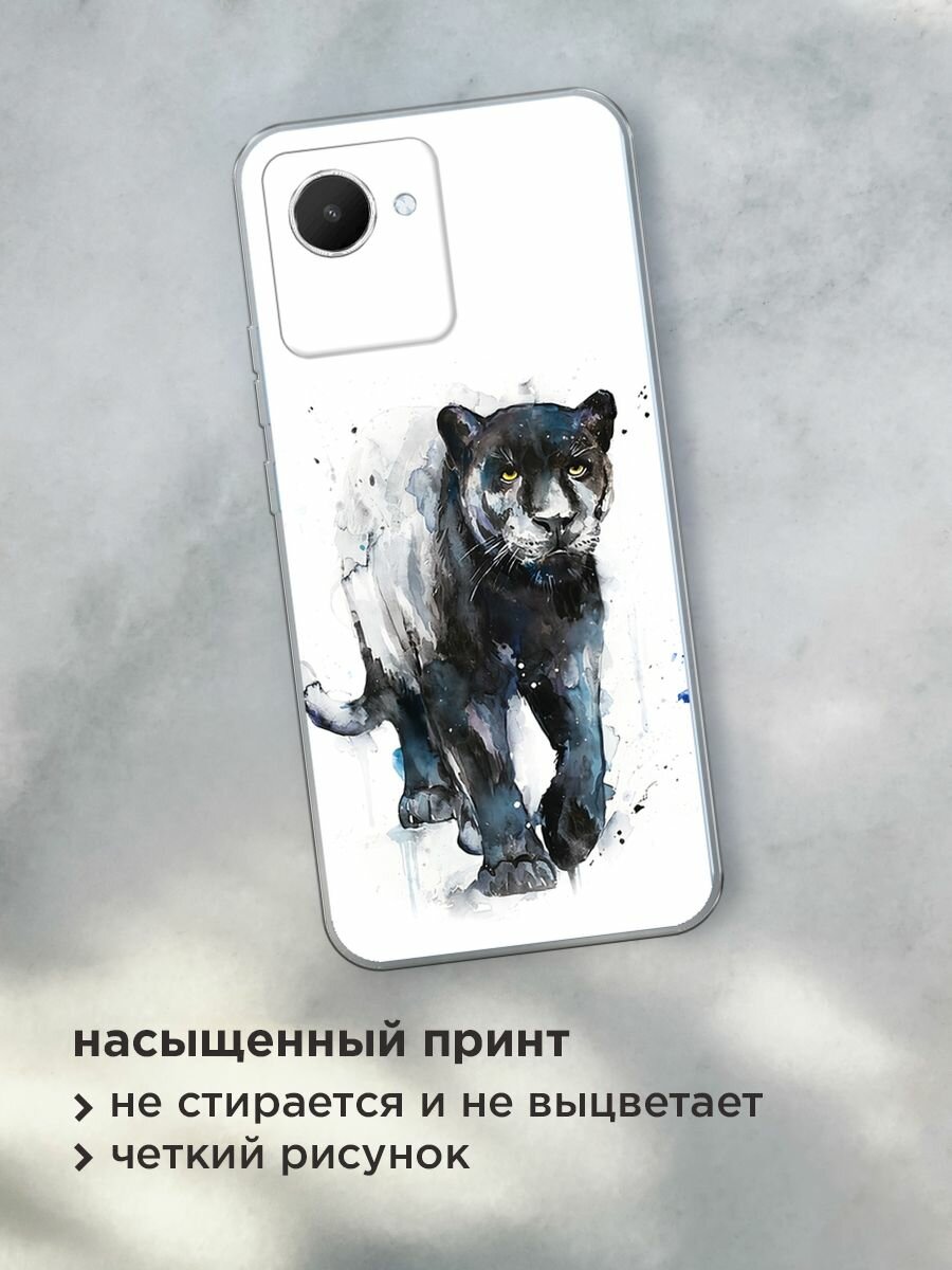 Силиконовый чехол на Realme C30 / Реалми C30 с принтом "Пантера арт 3" — фото 1