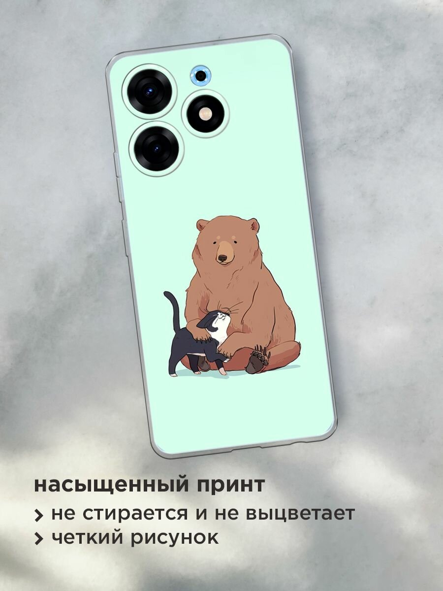 Чехол на Tecno Spark 10 Pro / Текно Спарк 10 Про с принтом "Медведь и кошка дружба" — фото 1