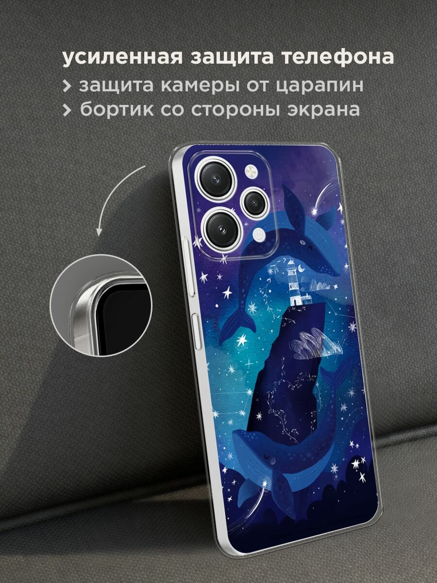 Чехол на Xiaomi Redmi 12 / Сяоми Редми 12 с принтом "Ночные киты" — фото 1