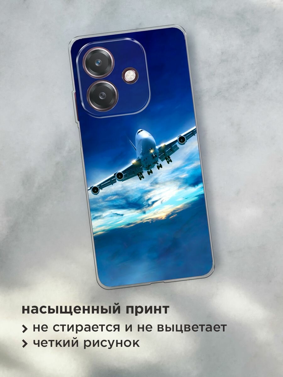 Чехол на Oppo A3/A3x / Оппо А3/A3x с принтом "Самолет в небе" — фото 1