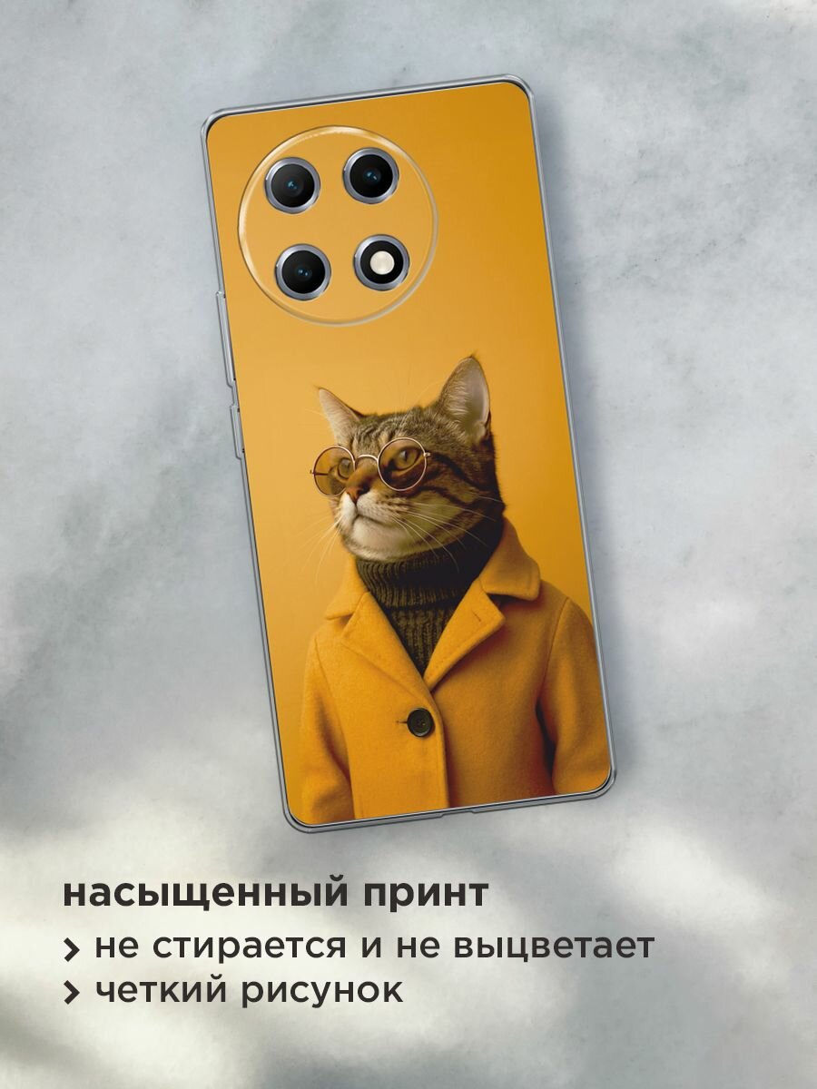 Чехол на Tecno Camon 30S / Текно Камон 30S с принтом "Деловой кот в пальто" — фото 1