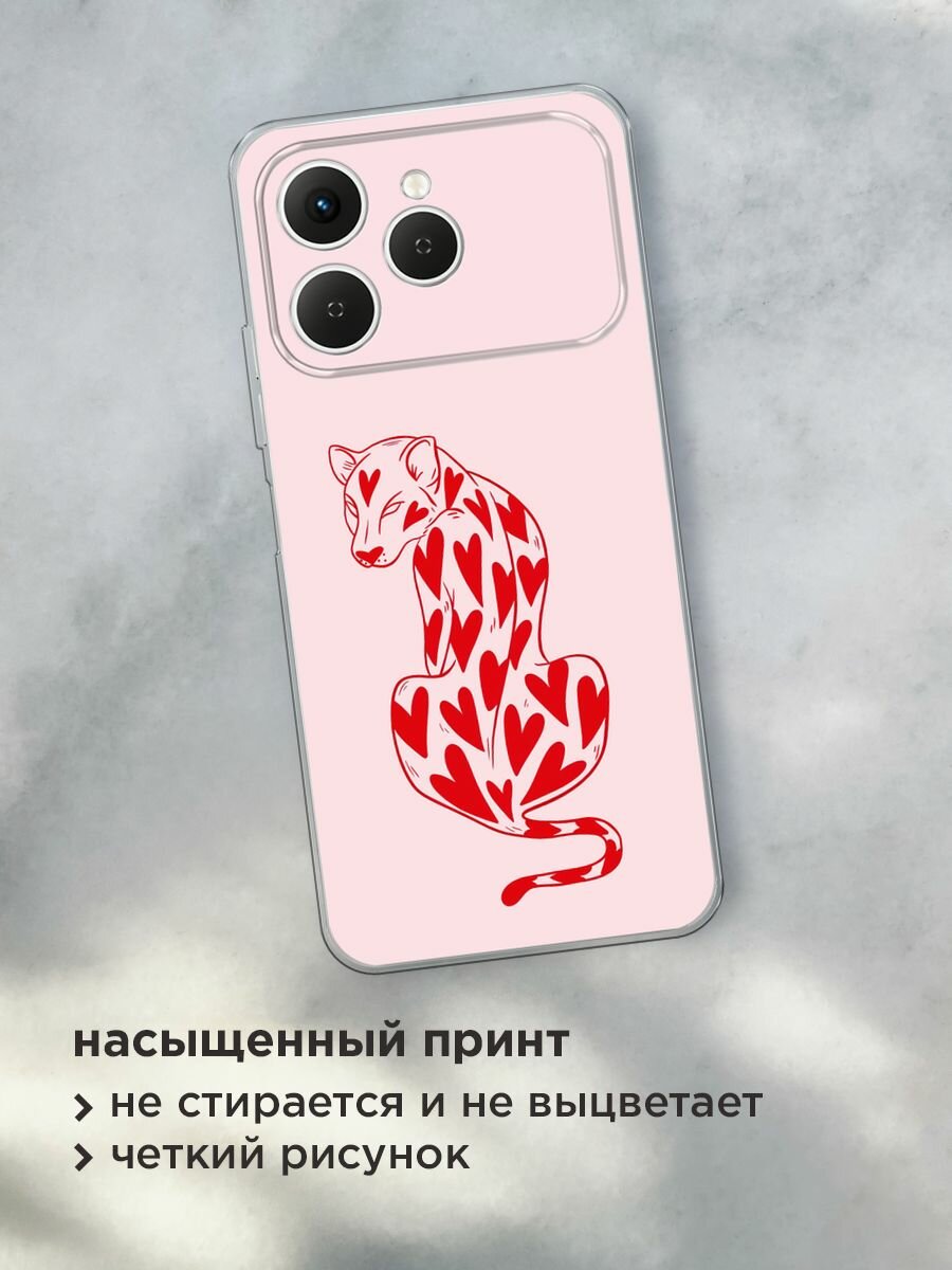 Чехол на Tecno Spark 40 / Текно Спарк 40 с принтом "Heart panther 1 - 14 февраля" — фото 1