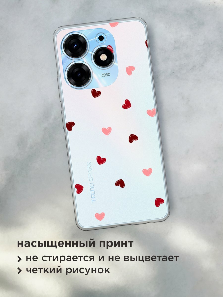 Чехол на Tecno Spark 10 Pro / Текно Спарк 10 Про с принтом "Бордовые сердечки 2" — фото 1