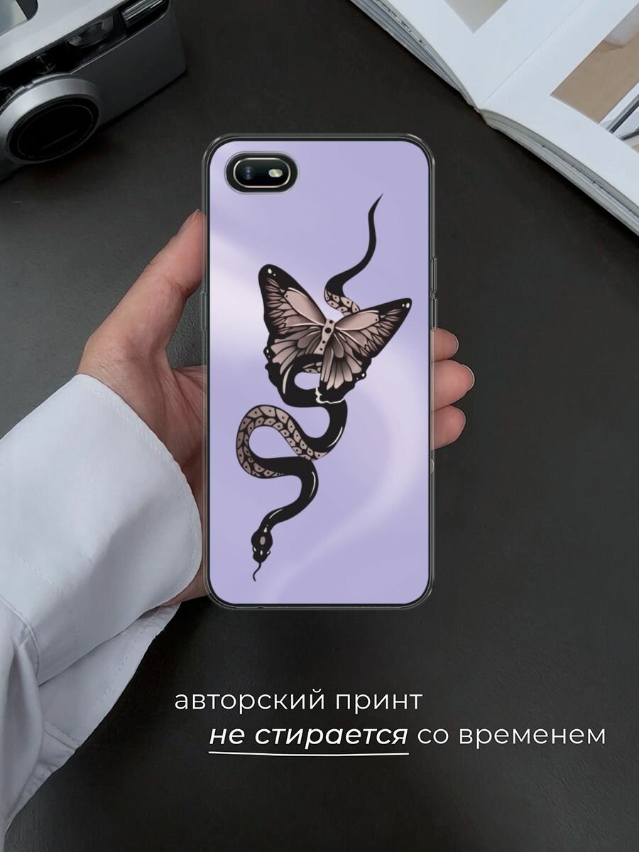 Силиконовый чехол на Oppo A1k / Оппо А1к с принтом "Змеебабочка 1" — фото 1