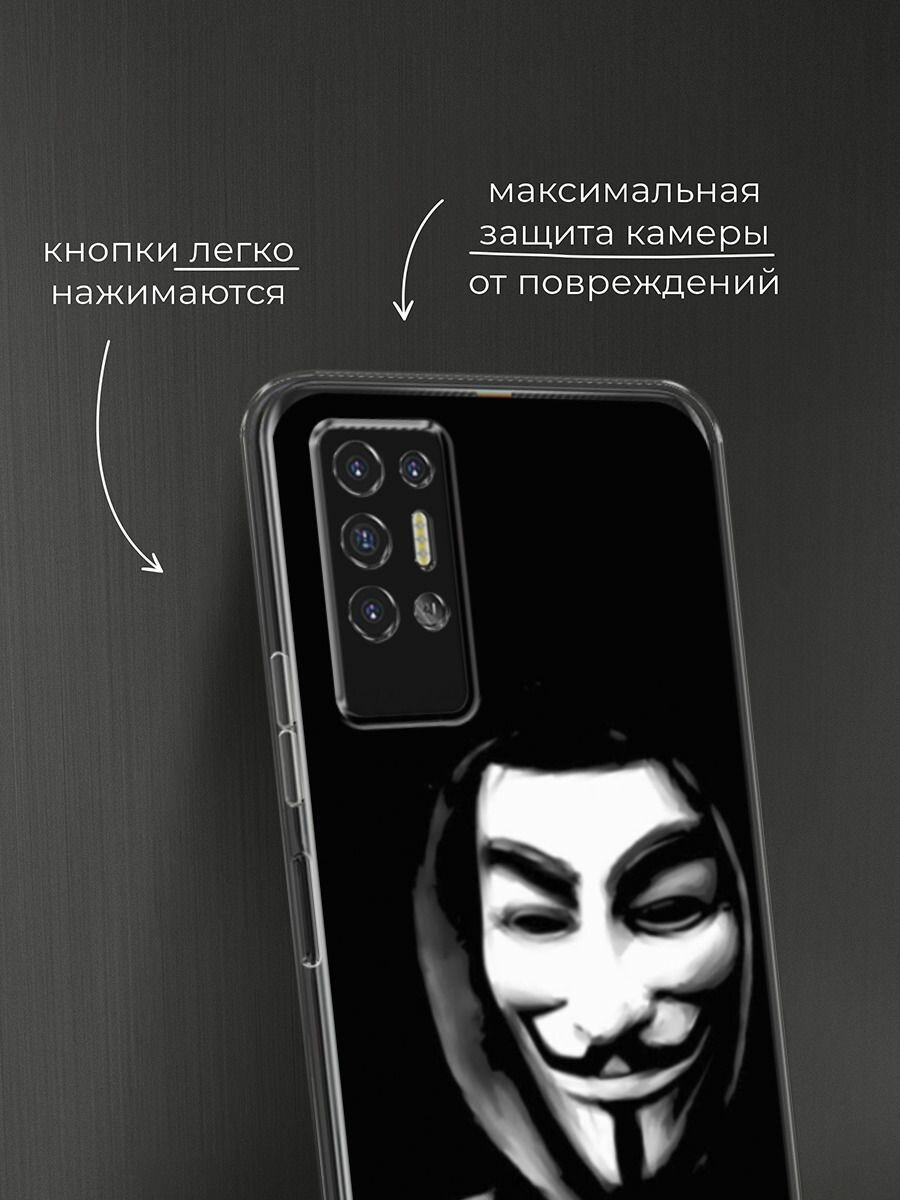 Силиконовый чехол на Tecno Pova 2 / Текно Пова 2 с принтом "Анонимус" — фото 1