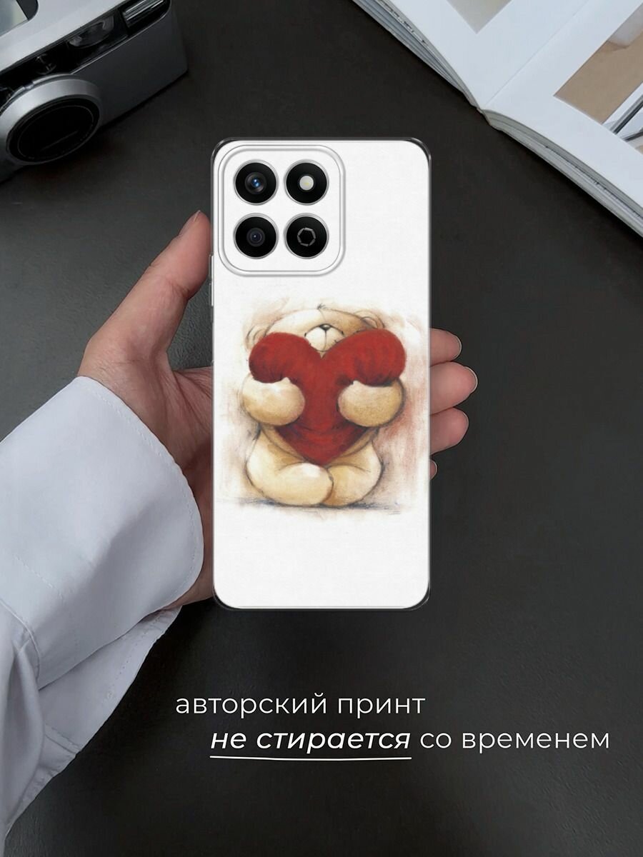 Чехол на Honor X7c / Хонор X7c с принтом "Мишка с сердцем 1" — фото 1