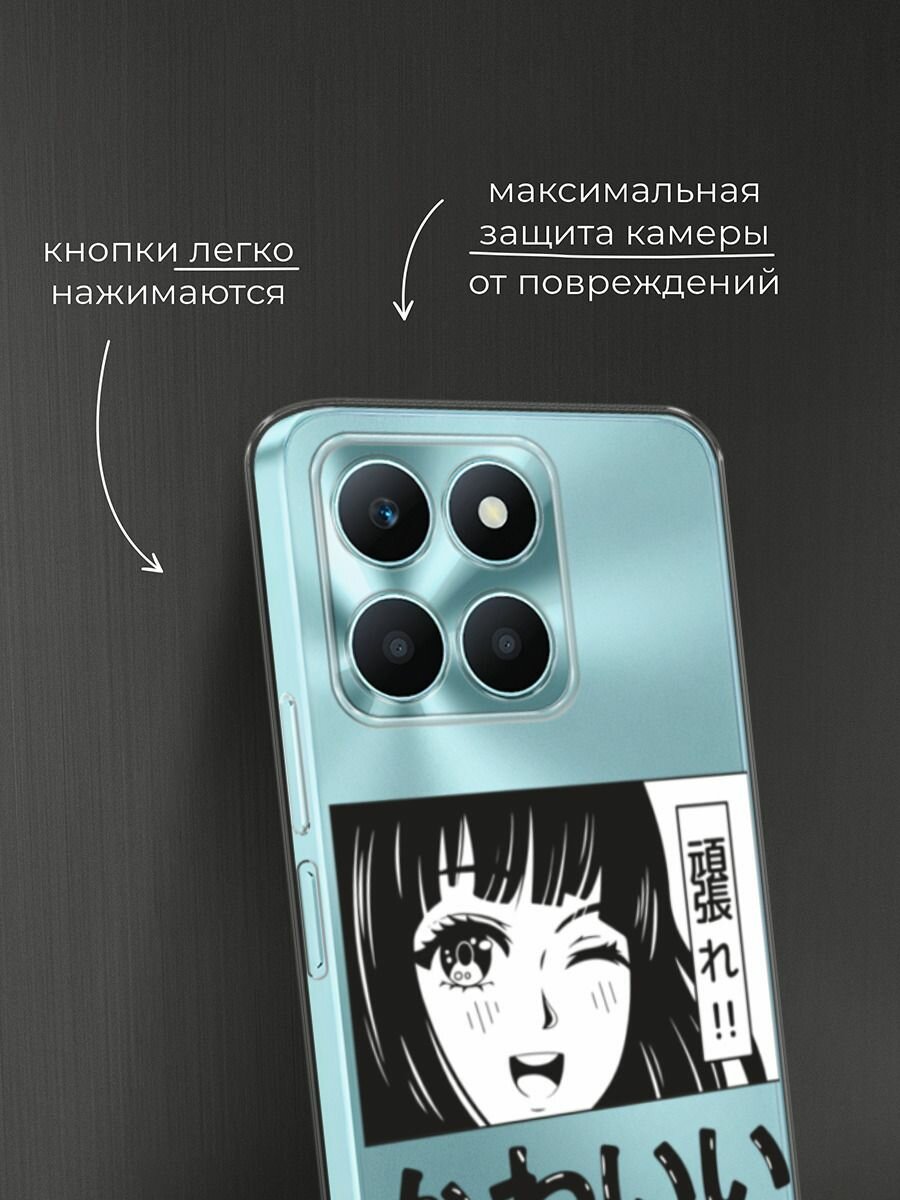 Чехол на Honor X6A / Хонор X6A с принтом "Cute anime girl", прозрачный — фото 1