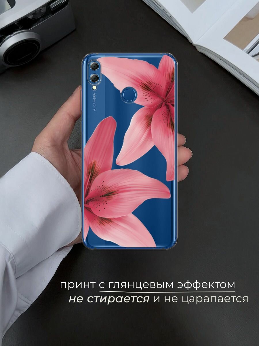 Чехол на Honor 8X / Хонор 8Х с принтом "Pink flower" — фото 1