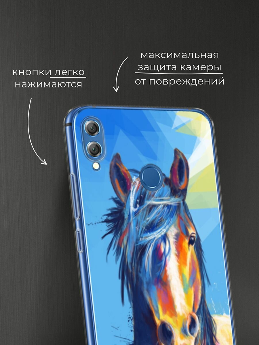 Силиконовый чехол на Honor 8X / Хонор 8Х с принтом "Лошадь арт 3" — фото 1