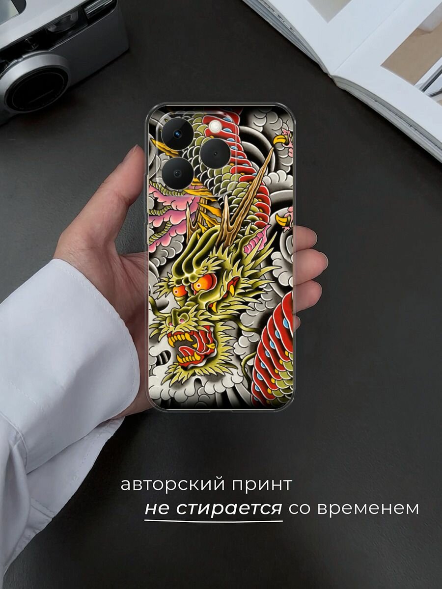 Чехол на Realme 15T / Реалми 15Т с принтом "Японский дракон" — фото 1