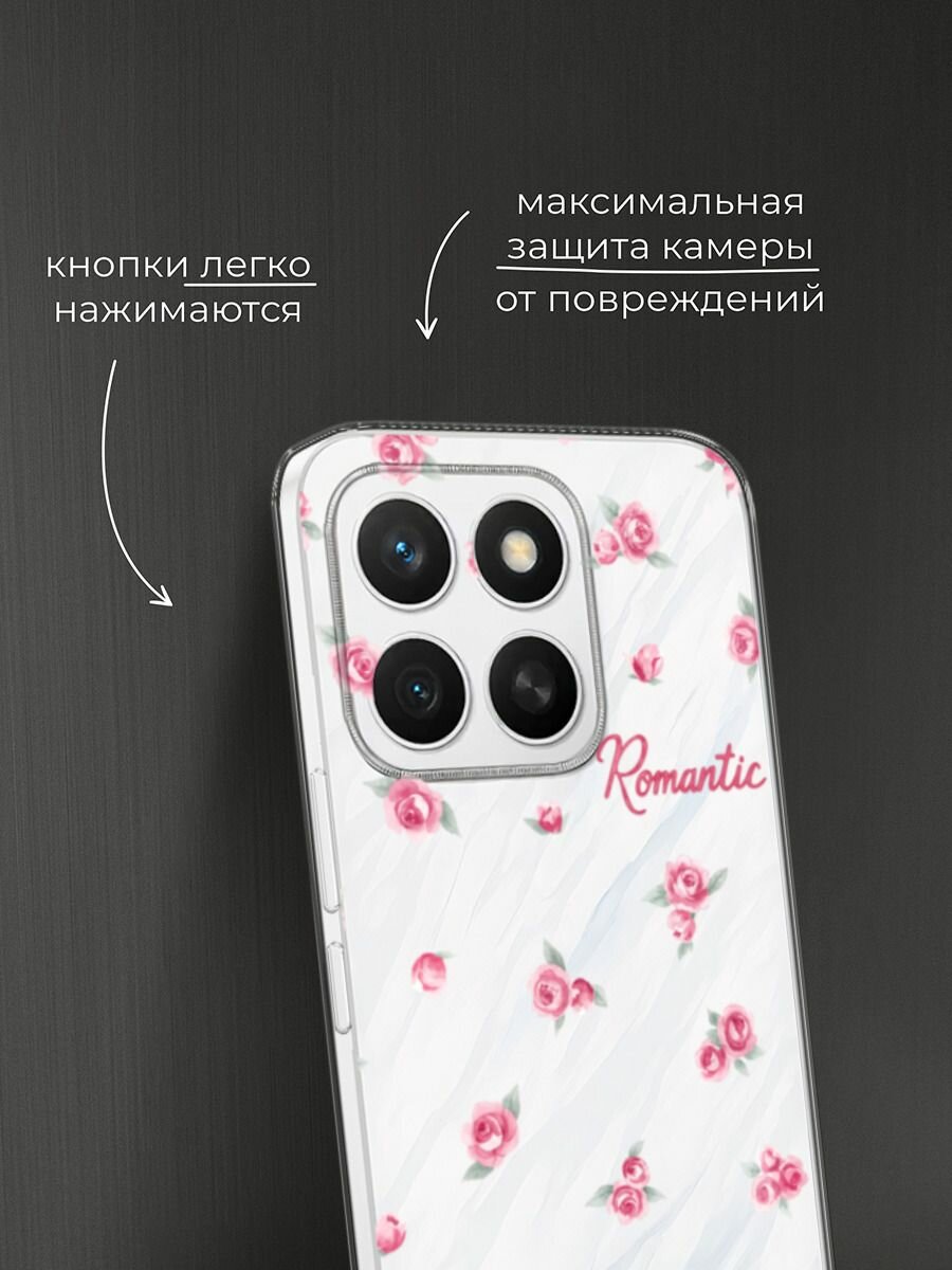 Чехол на Honor X8c / Хонор X8c с принтом "Romantic 2", прозрачный — фото 1