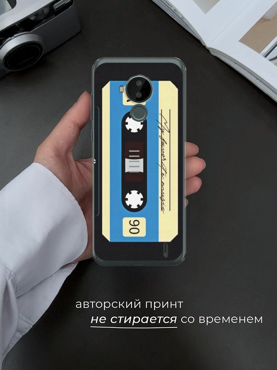 Силиконовый чехол на Nokia C30 / Нокия C30 с принтом "Темная кассета" — фото 1
