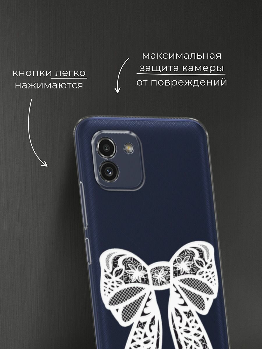 Чехол на Samsung Galaxy A03 / Самсунг Галакси А03 с принтом "Черно-белый бант 2" — фото 1