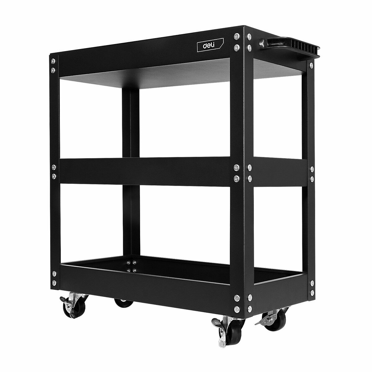 Тележка инструментальная Deli Тележка инструментальная трехсекционная на колесах Deli DL433013 || 510x260x580мм, до 90кг, толщина полки 0,6мм, толщина стойки 1мм уц-2-5