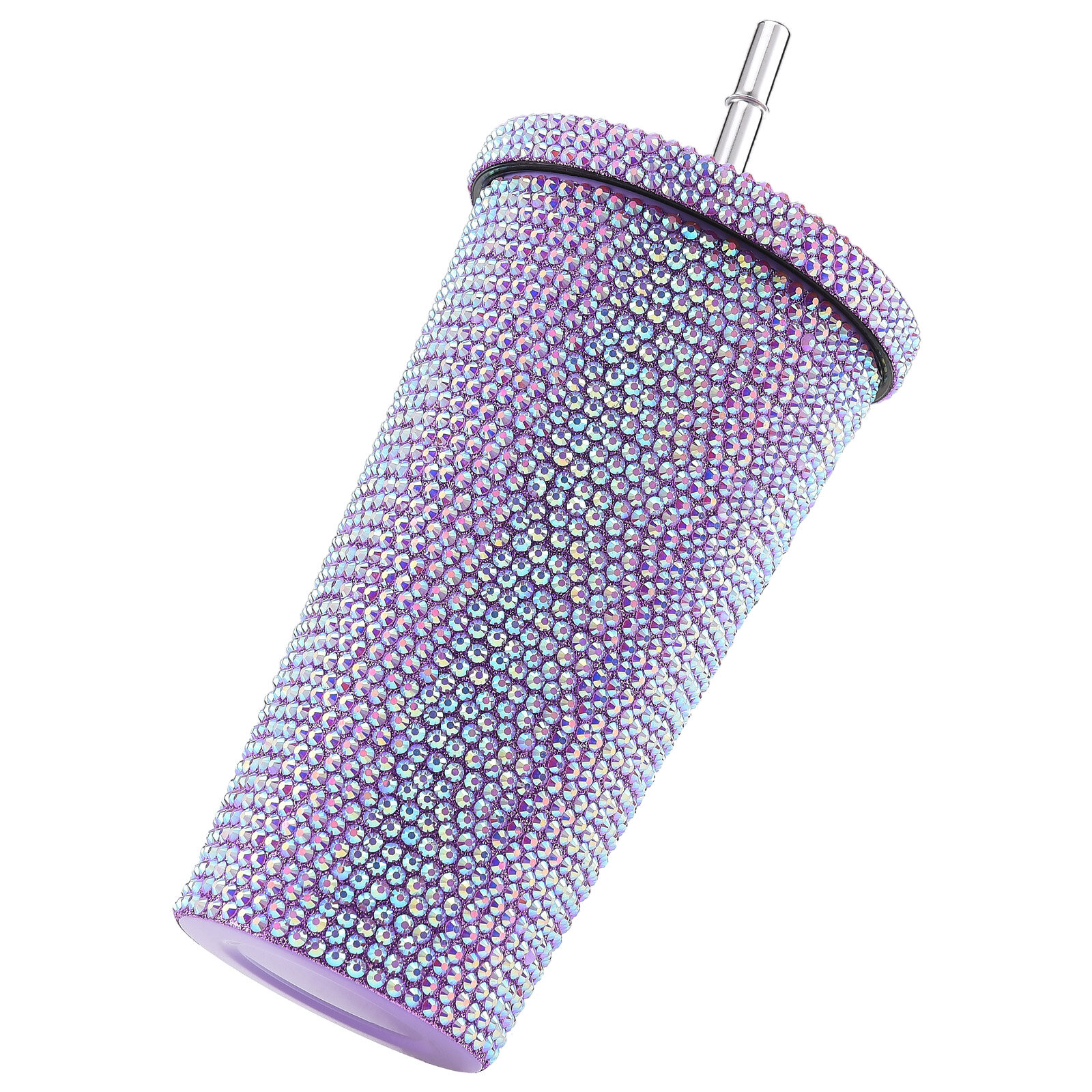 500ml Water Bottle Stainless Steel Rhinestone Decoration Vacuum Cup for Women