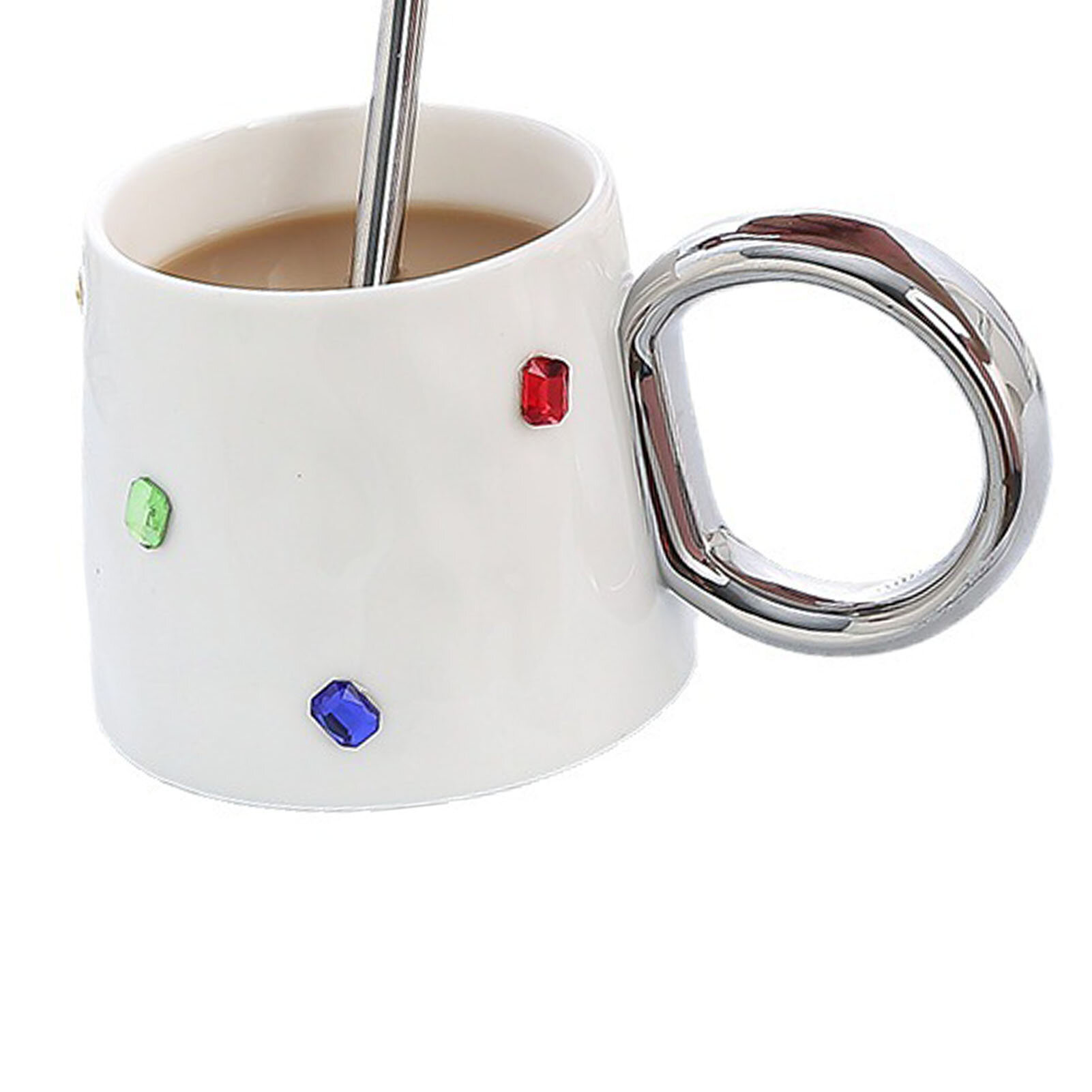 Кофейная кружка, керамический цветной камень, украшение, простая стильная чайная чашка с круглой ручкой для дома, путешествия, подарок, белый цвет