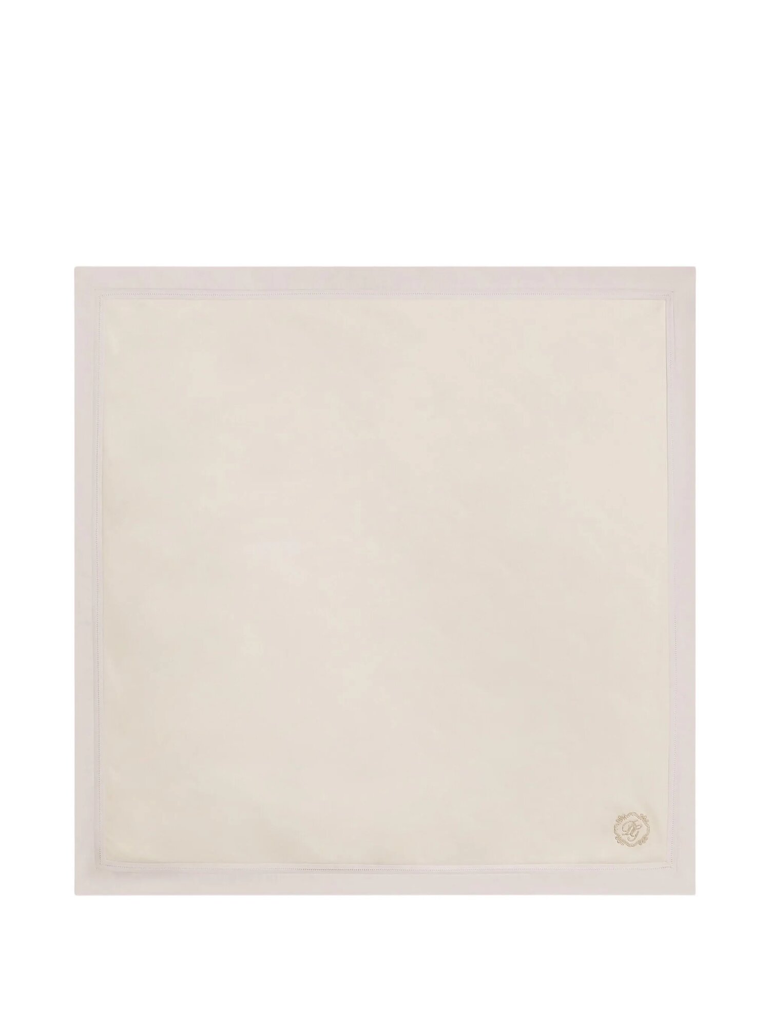 Хлопковое одеяло с контрастной каймой и логотипом, светло-бежевого цвета.