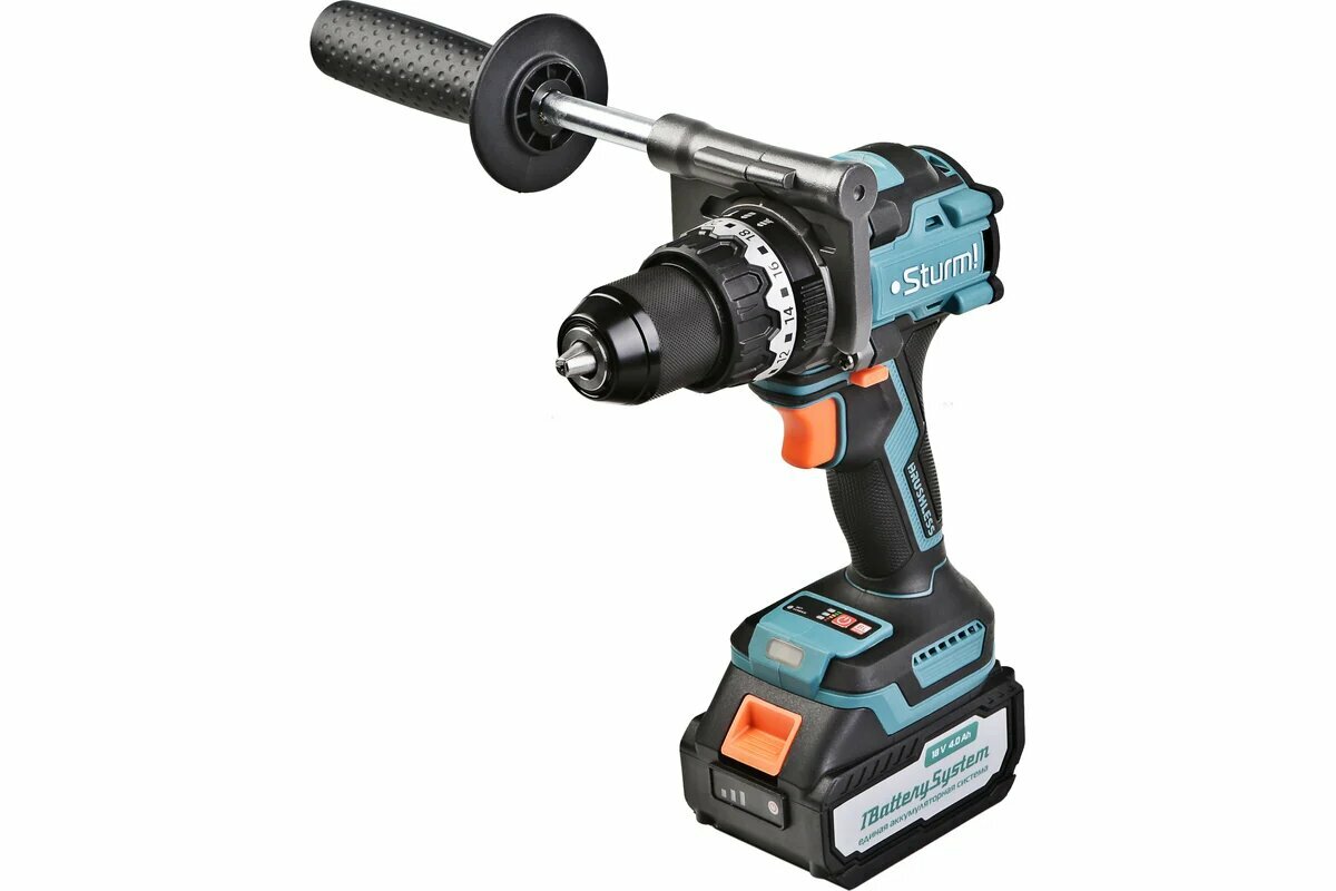 Дрель аккумуляторная ударная Sturm б/щ 18В, 1BatterySystem, 130Нм, 1x4.0Ач, кейс CD1655BLI