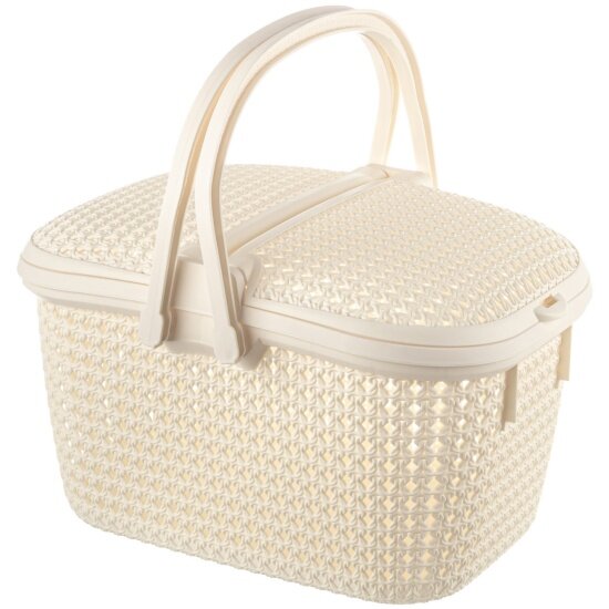 Корзина для пикника EL Casa "Паола" 49,5*35*27,5см 25 л с 2-мя крышками, светло-бежевая (640454)