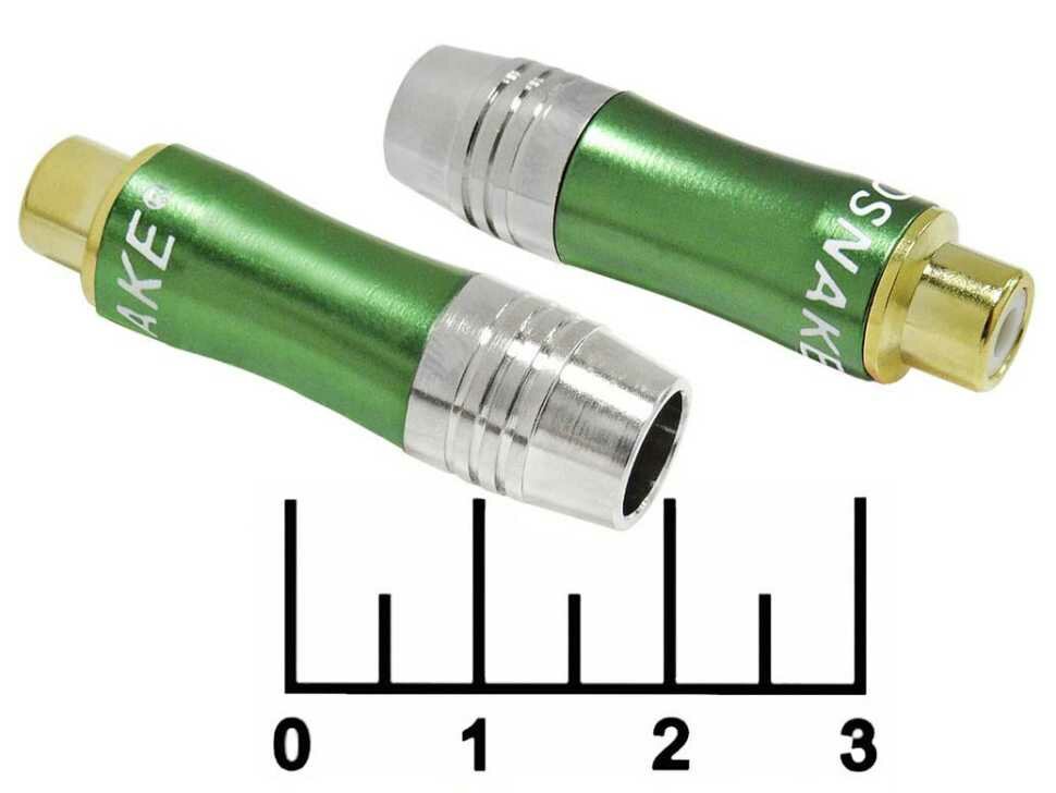 Разъем RCA гнездо на кабель gold металл Goldsnake зеленый