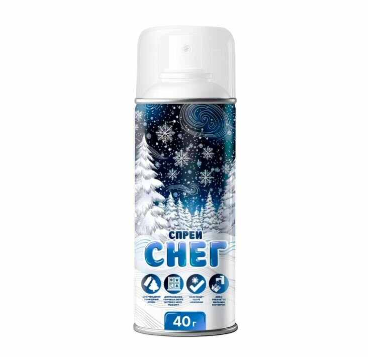Спрей искусственный снег 40 г нетающий белый