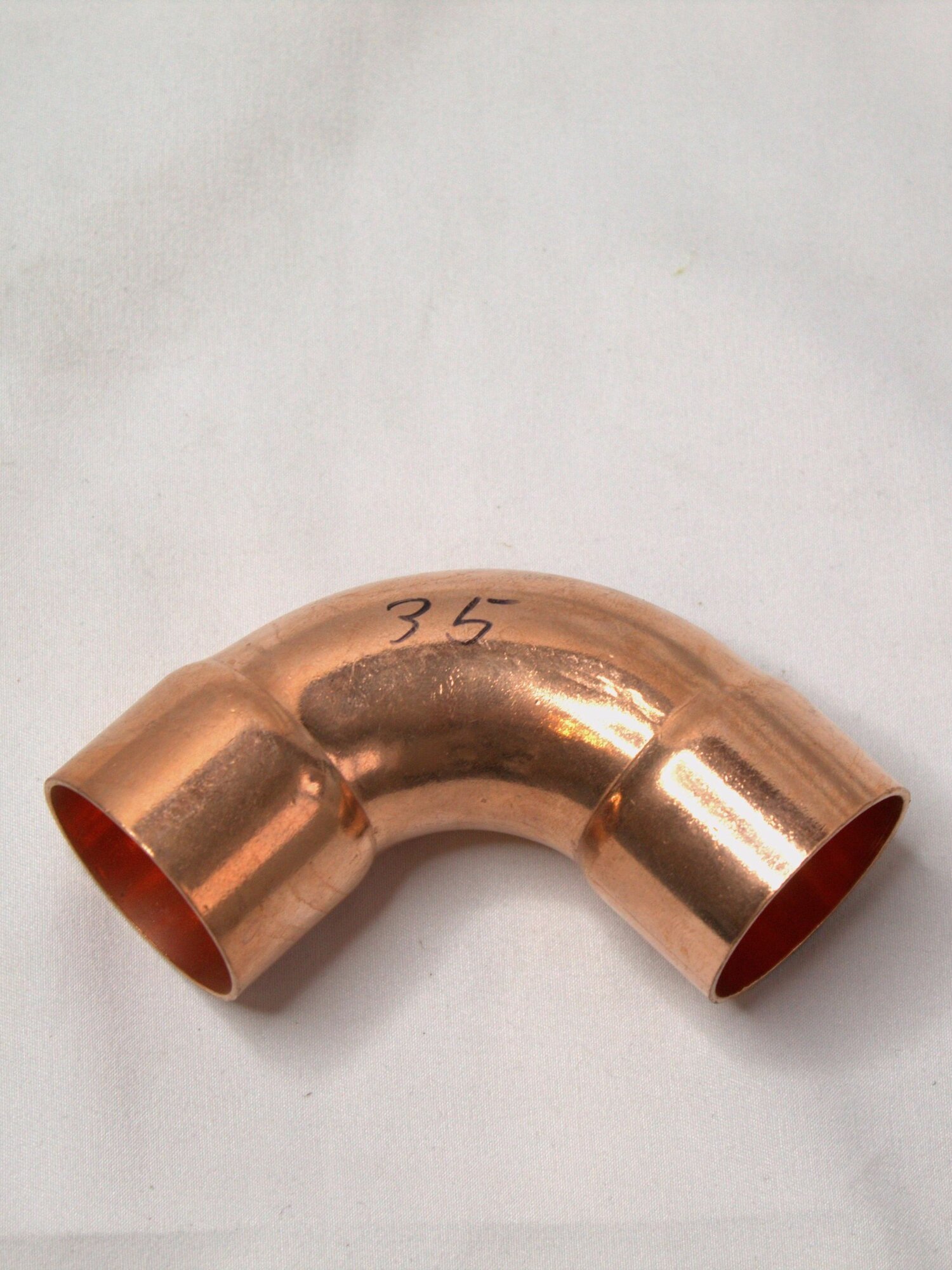 Отвод медный под пайку Дн 35 мм двухраструбный - 1 шт.