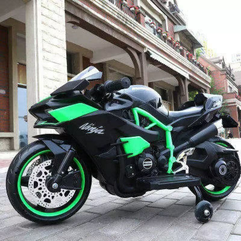 Детский электромотоцикл Kawasaki H2R, детский двухколесный аккумуляторный мотоцикл