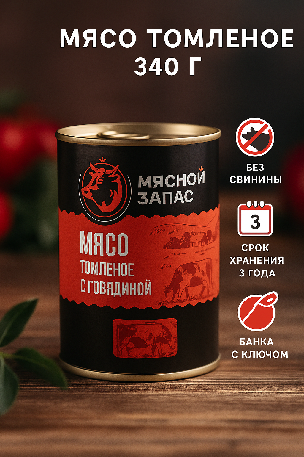 Тушенка мясо томленое с говядиной Мясной запас 340 г