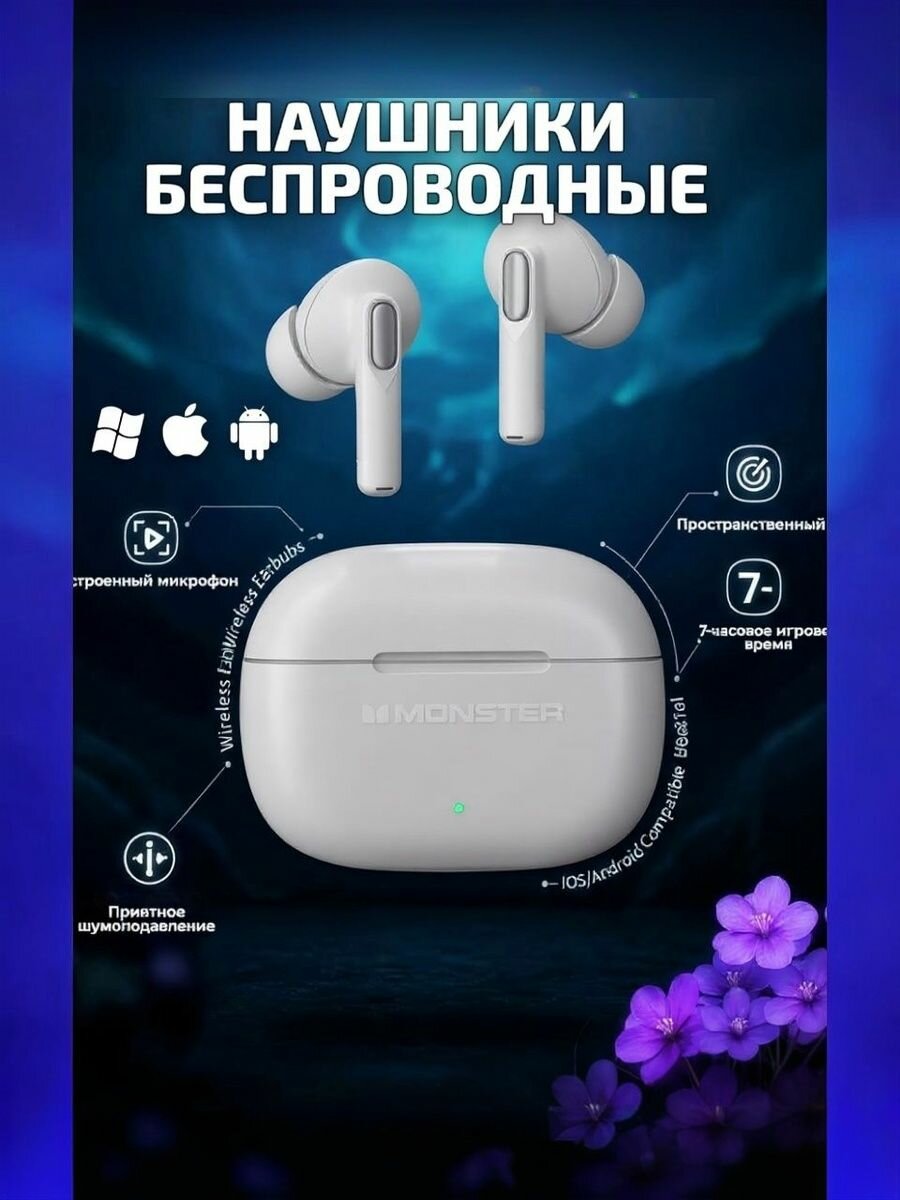 Наушники беспроводные MONSTER AURA FIT GT36, белые