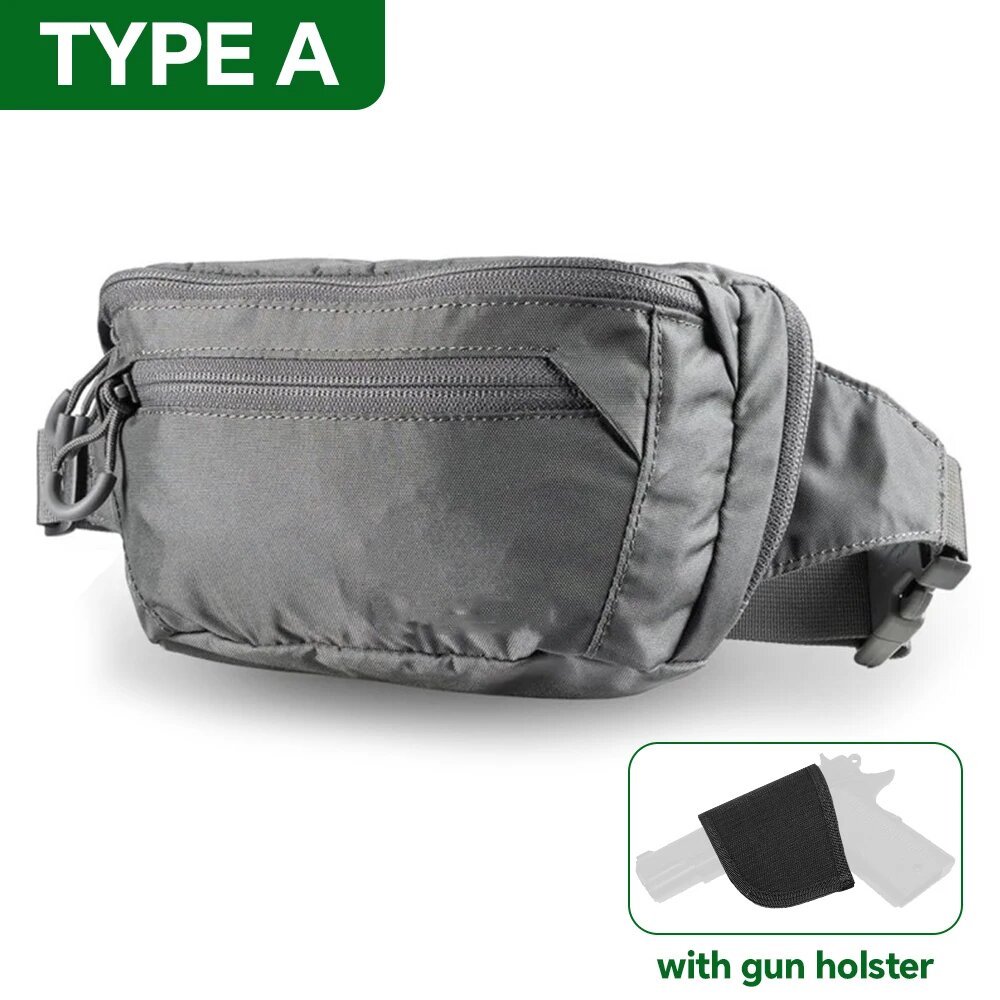 Поясная сумка тактическая Nylon Grey (с кобурой)