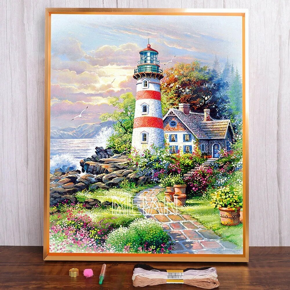 MEIAN Набор для вышивания,30x40CM,14CT, маяк