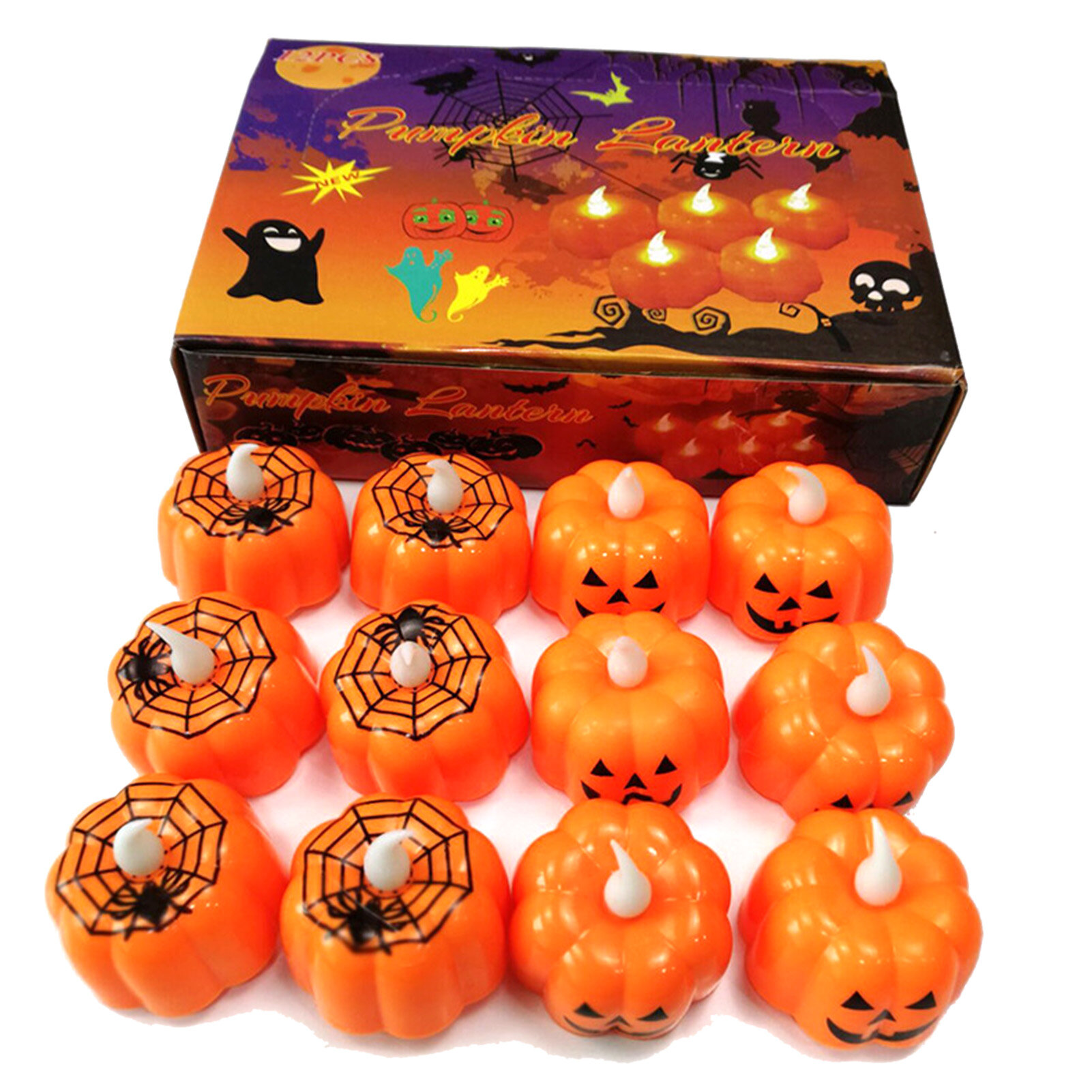 12 шт. тыква светодиодные свечи на батарейках тыква беспламенная свеча для внутреннего фестиваля украшения для вечеринок