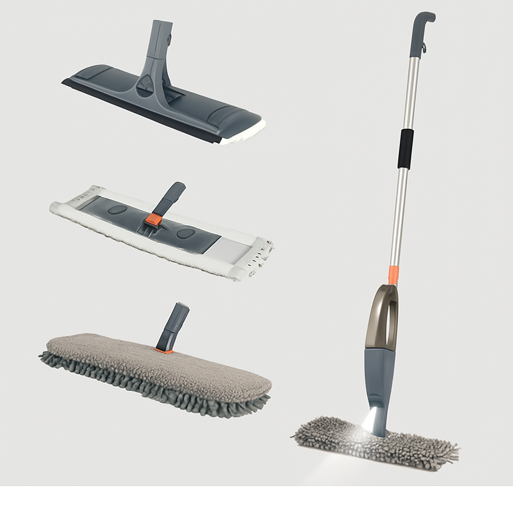 Швабра с распылителем и насадкой из ворсистой микрофибры 125см поворот 180