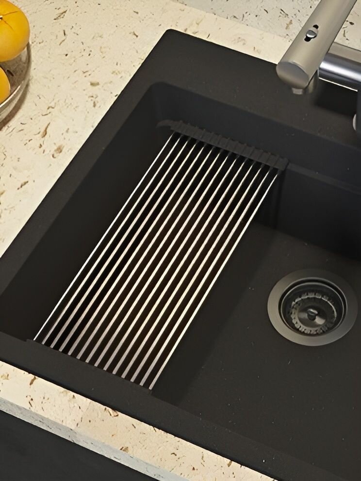 Сушилка для посуды Grandex Aqua, нержавеющая сталь, серая, 22 см x 38 см