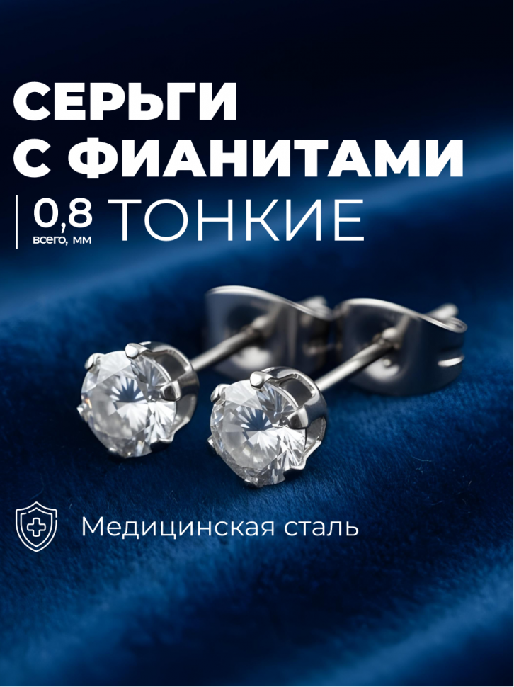 Серьги, фианит