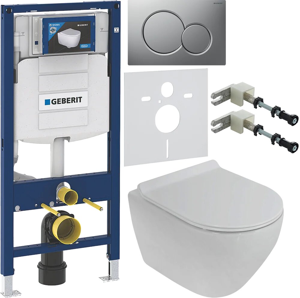 Комплект 6 в 1 Унитаз подвесной Cezares Stylus CZR-513-TH-R / Сиденье CZR-2011-SC с микролифтом / Инсталляция Geberit Duofix UP 320 111.300.00.5 (111.950.00.6), Кнопка Sigma 01 115.770. JQ.5 цвет мато