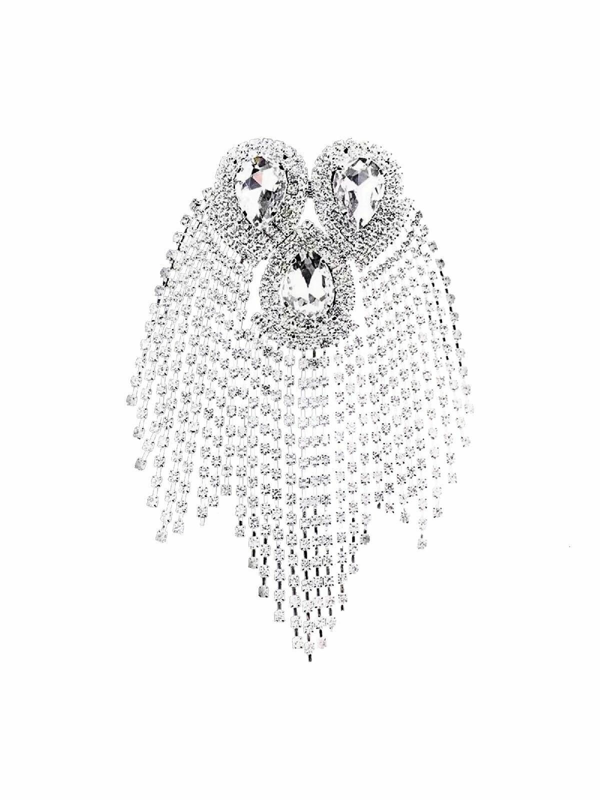 Шикарные эполеты с аппликацией, Белый бриллиант на серебре