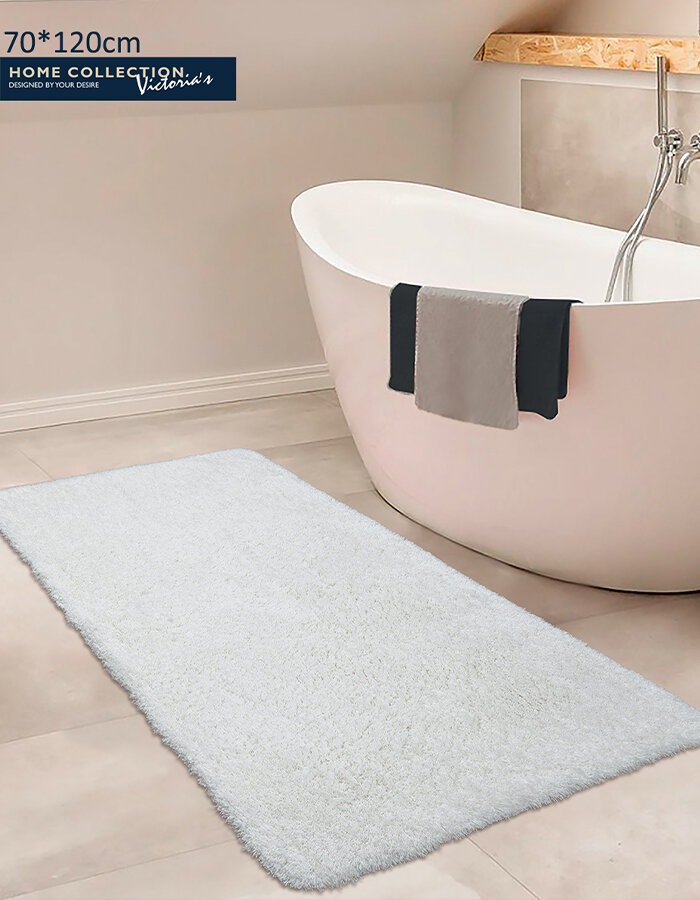 Коврик 70х120см для ванной комнаты нескользящий универсальный белый