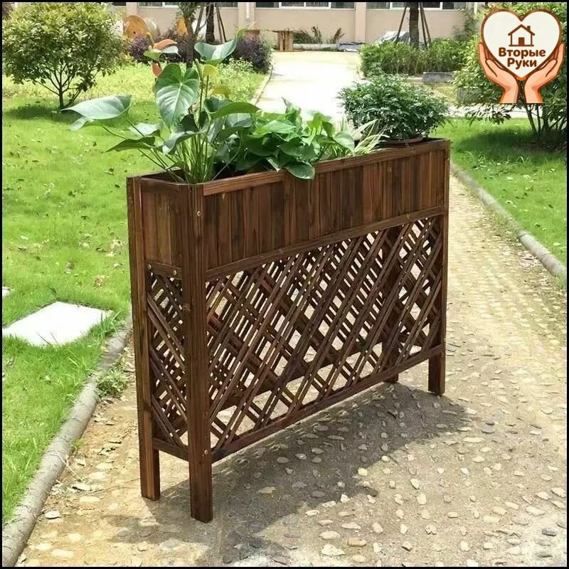 Узкий забор-цветник из ДПК 80x25x90 см, для сада и балкона, влагостойкий