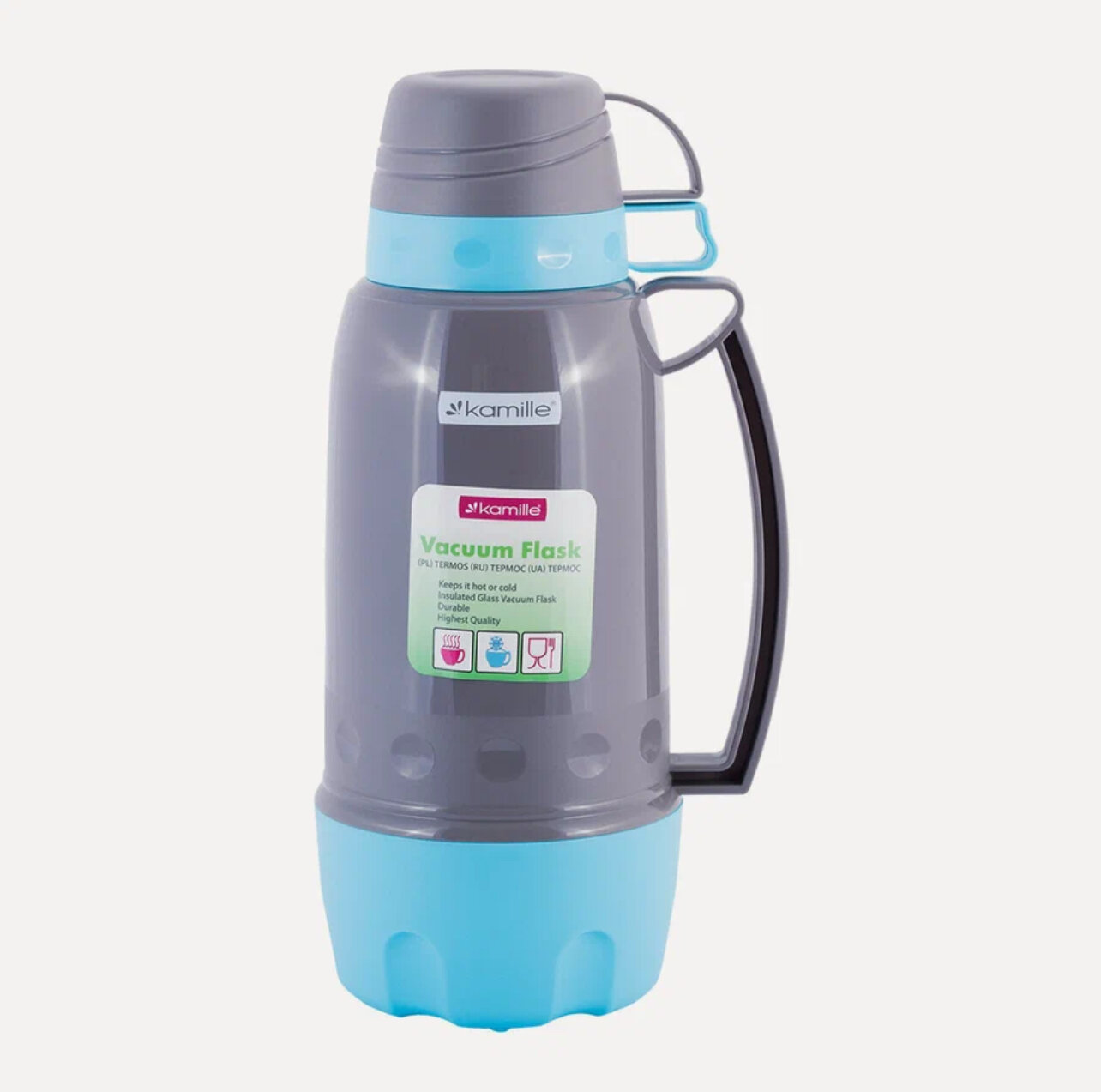 Термос 1,8 л. со стеклянной колбой Kamille KM 2081 пластиковый корпус (2081 / зеленый)