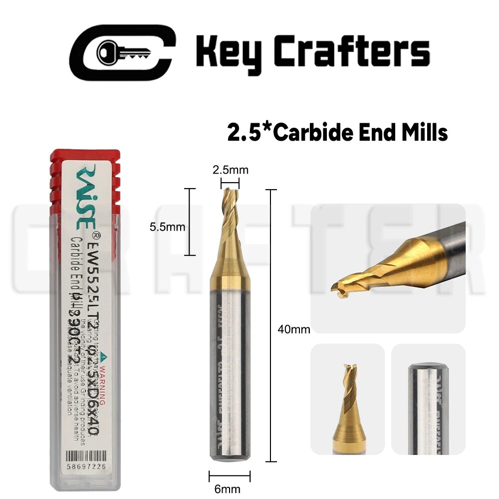 Фрезы OEMG из карбида с нанопокрытием для металлообработки 5 PCS, 2.5mm Cutter